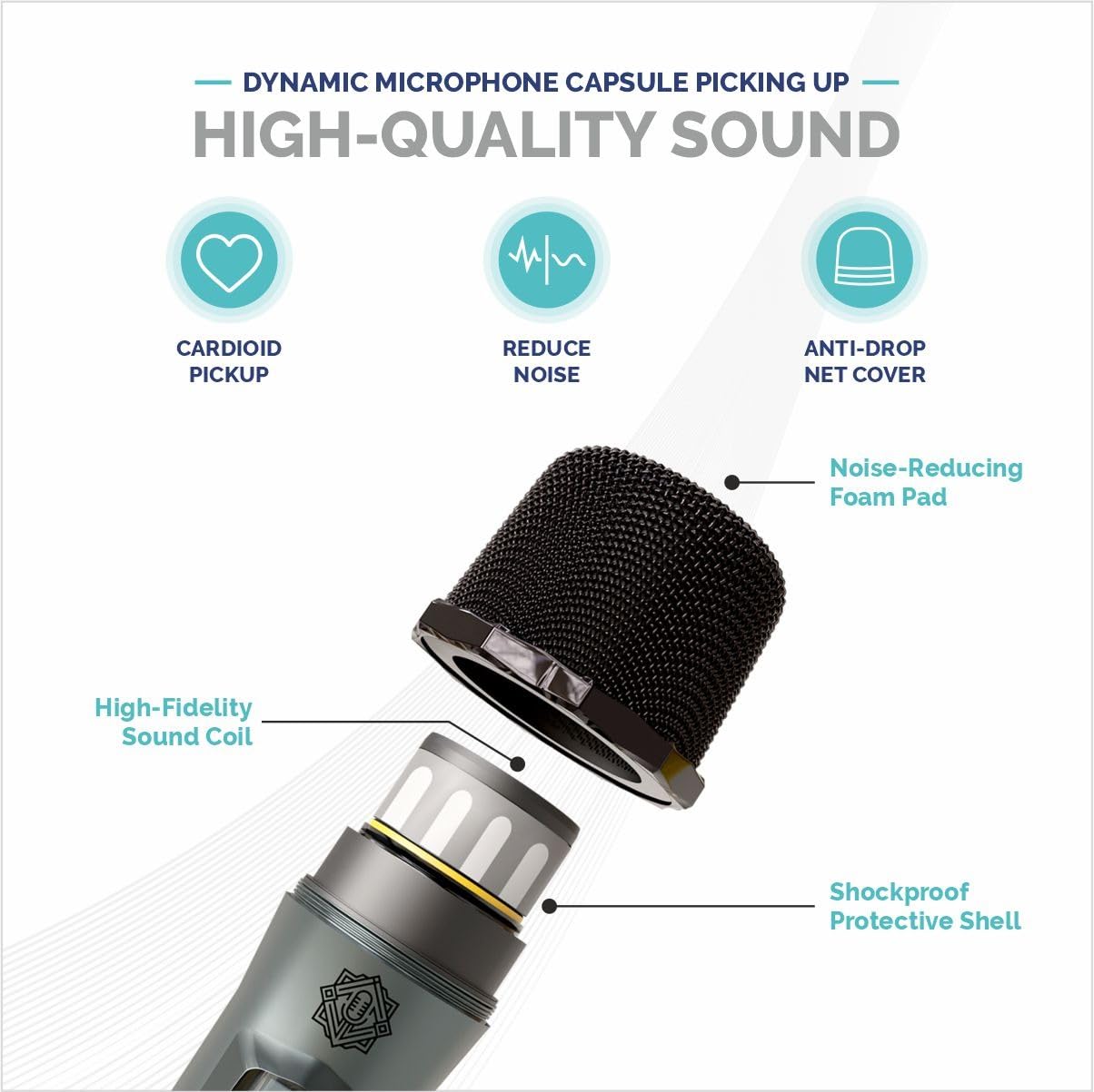 DIGIMORE D-340 Wireless Microphone Only for Mic Input, UHF Metal/ABS ...