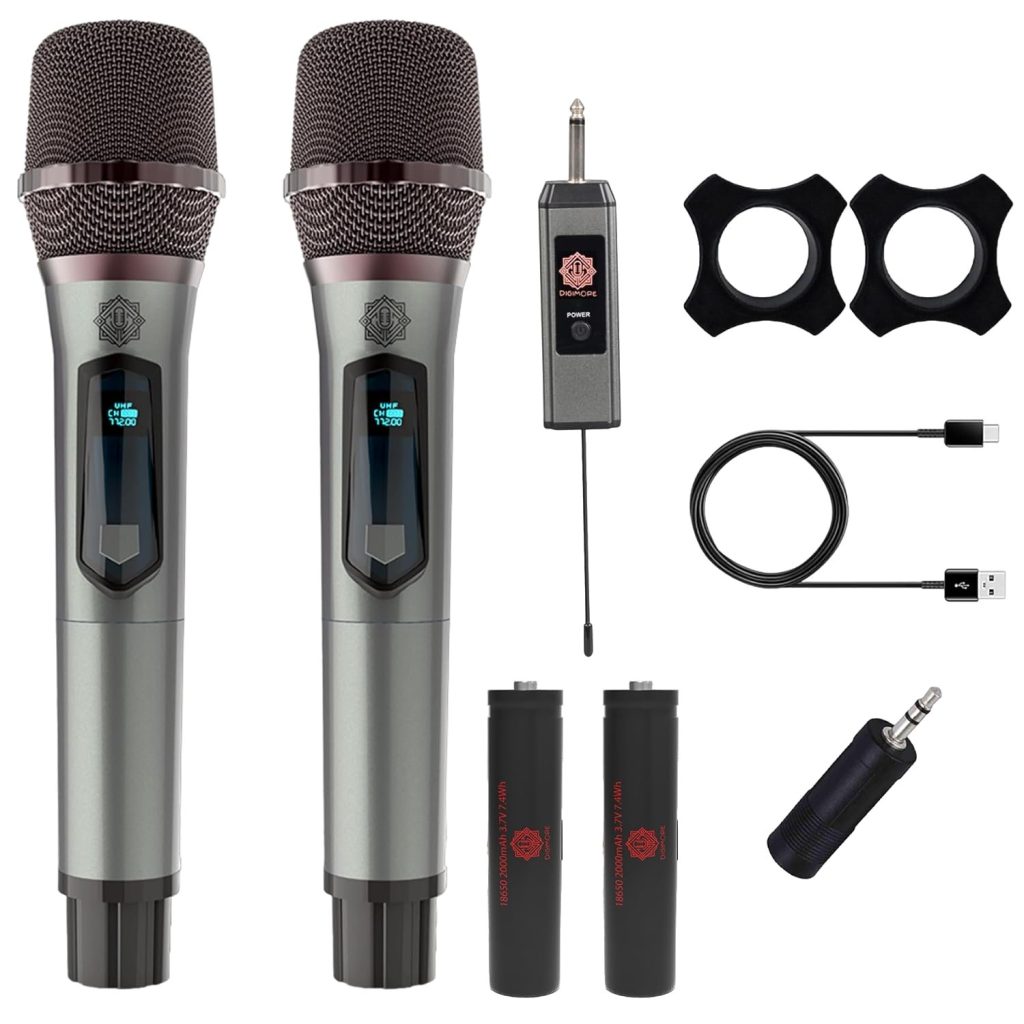 DIGIMORE D-350 Wireless Microphone Metal Dual Handheld Dynamic ...